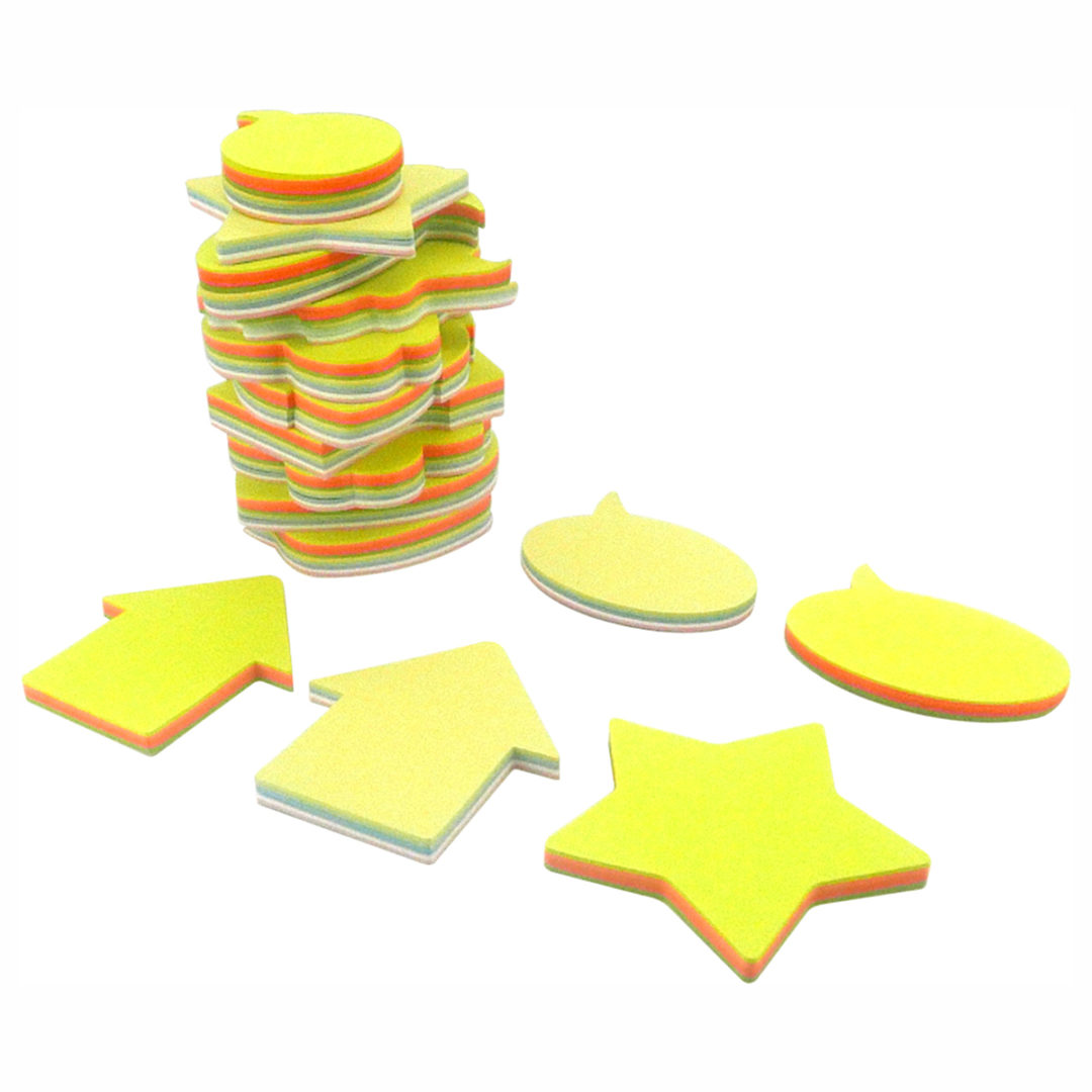 4A Shapes Sticky Notes,50 Sheets Neon Assorted and 50 Sheets Pastel ...