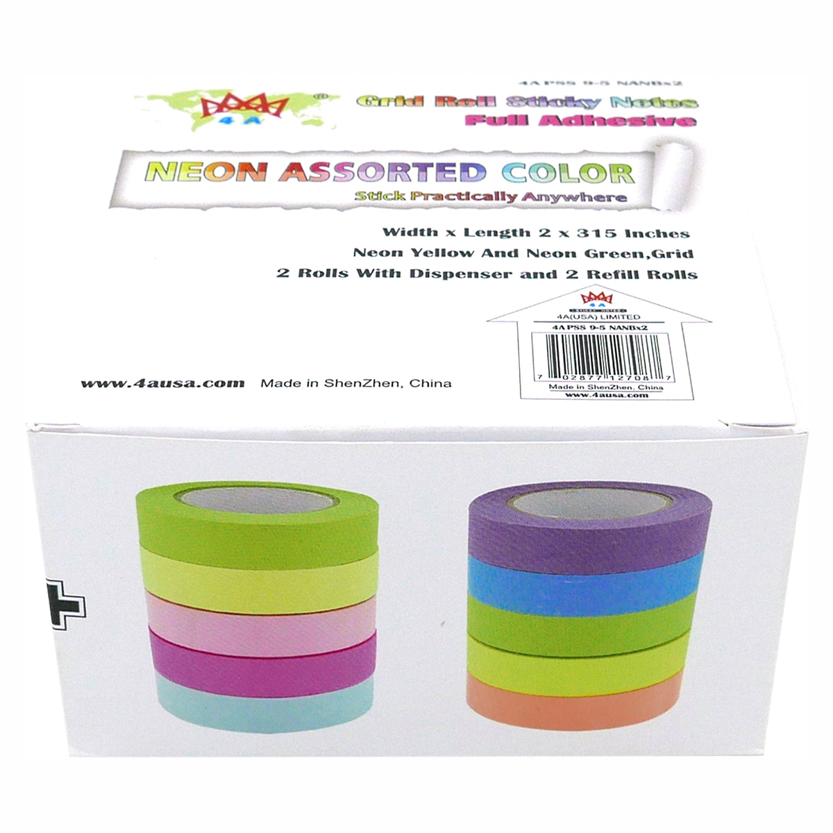 4A Roll Sticky Notes,Full Adhesive,Width x Length 0.4 x 315 Inches,Neon ...